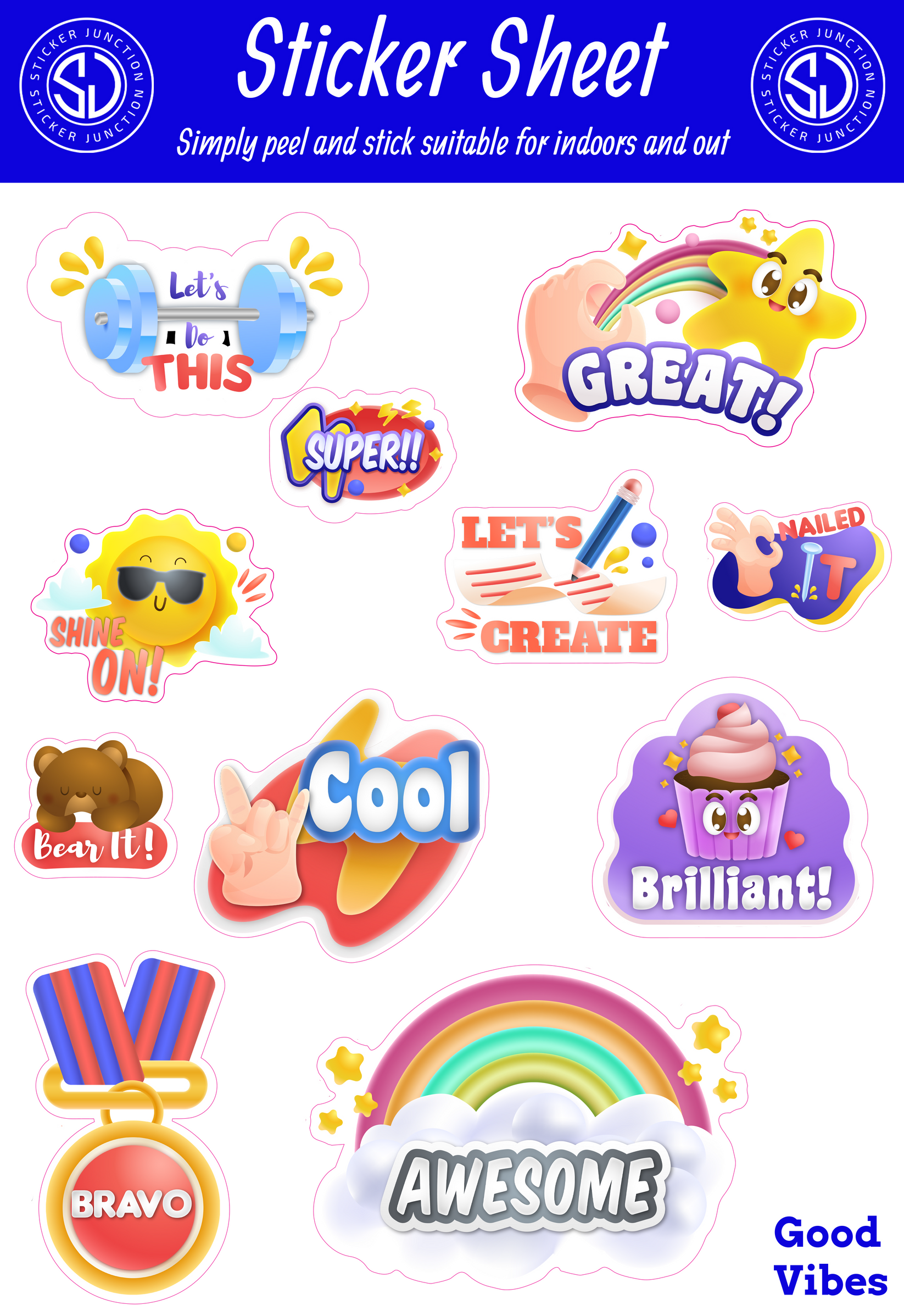 Good Vibes Themed Sticker Sheet – the sticker junction au
