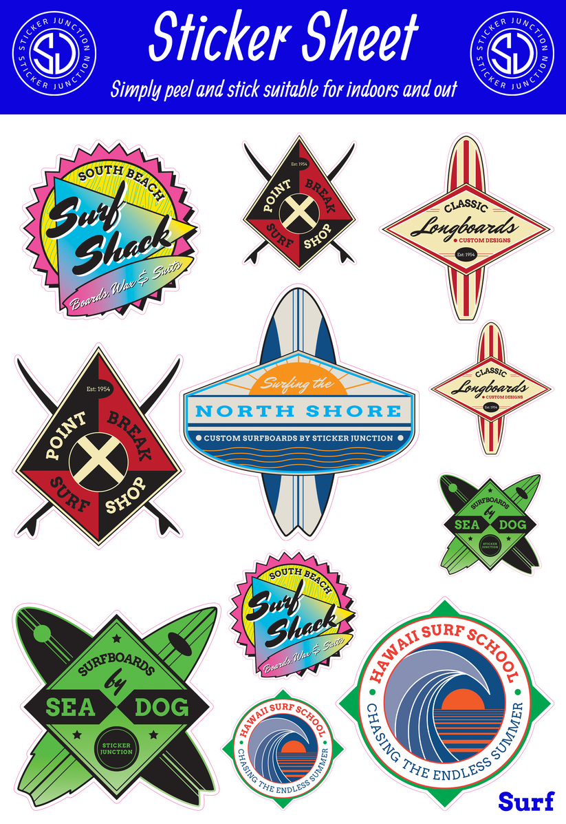 Surf Themed Sticker Sheet – the sticker junction au